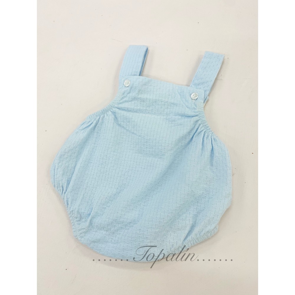 ropa bebe peto bombacho algodon de 3 a 12m - topalin - verano - celeste
