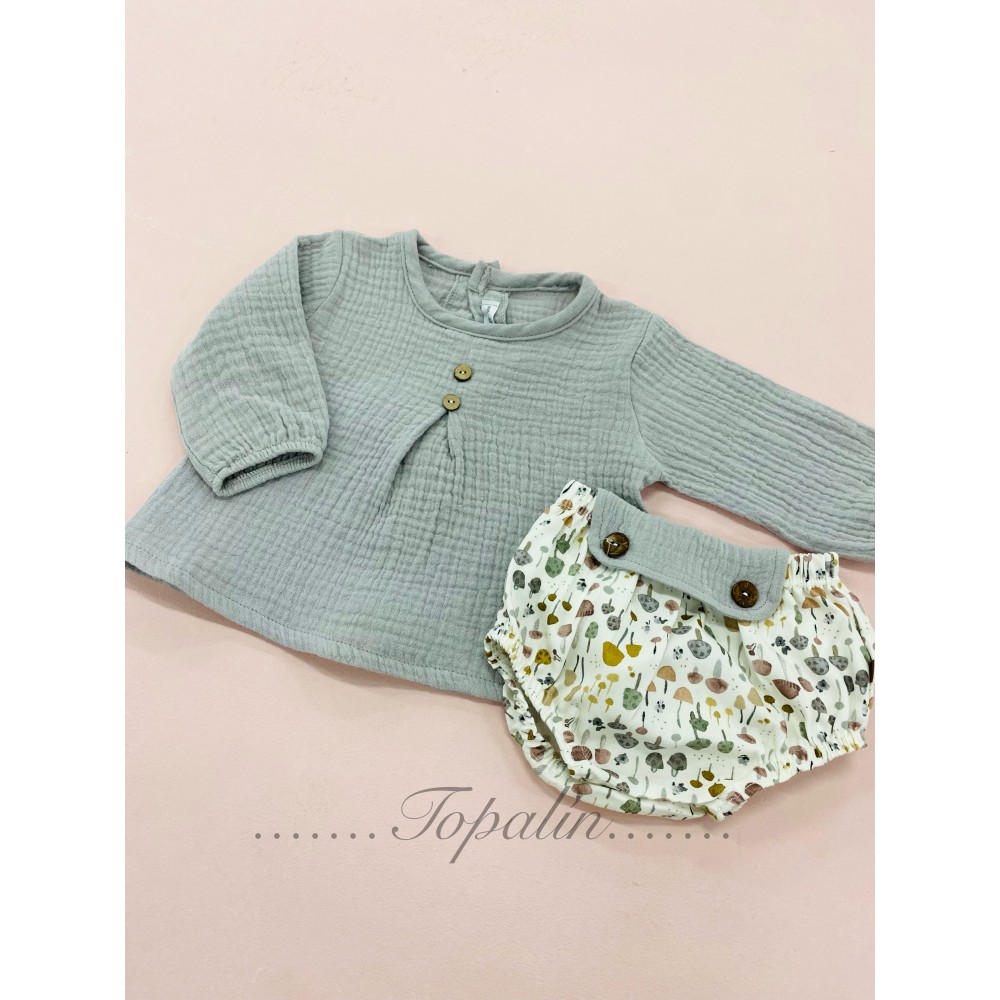 ropa bebé conjunto camisa bambula con pololo de 1 a 24 meses - topalin